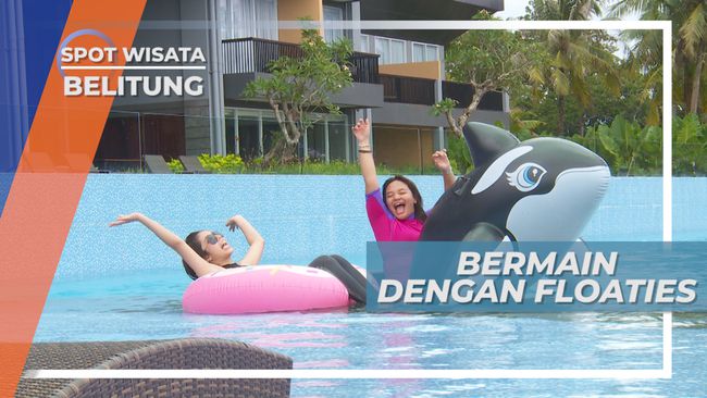 Bermain Floaties di Kolam Renang Penginapan Belitung