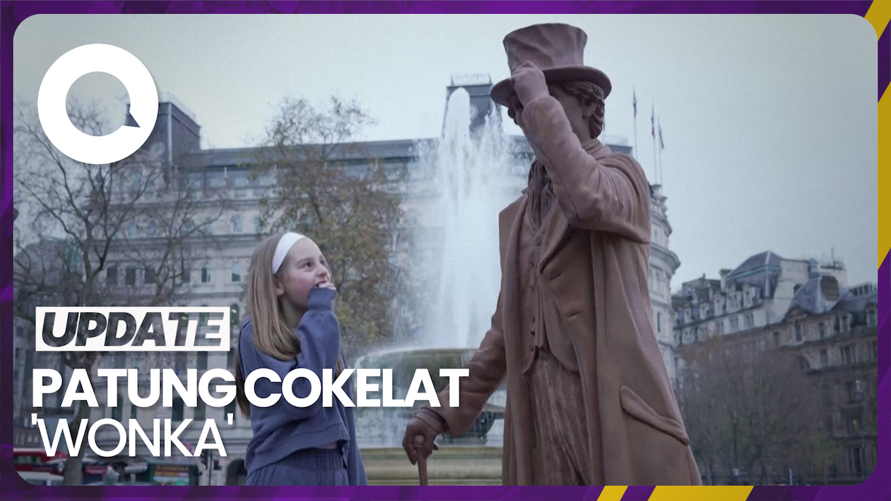 Wujud Patung Cokelat 'Wonka' Setinggi Timothée Chalamet di London