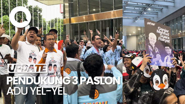 Pendukung 3 Paslon Adu Yel Yel Jelang Debat Cawapres