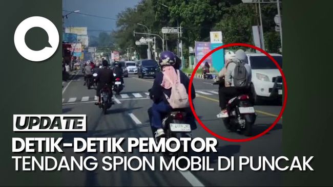 Polisi Bakal Selidiki Pemotor yang Viral Tendang Spion Mobil di Puncak