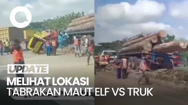 Penampakan Ngerinya Tabrakan Maut Elf Vs Truk di Tol Kebomas
