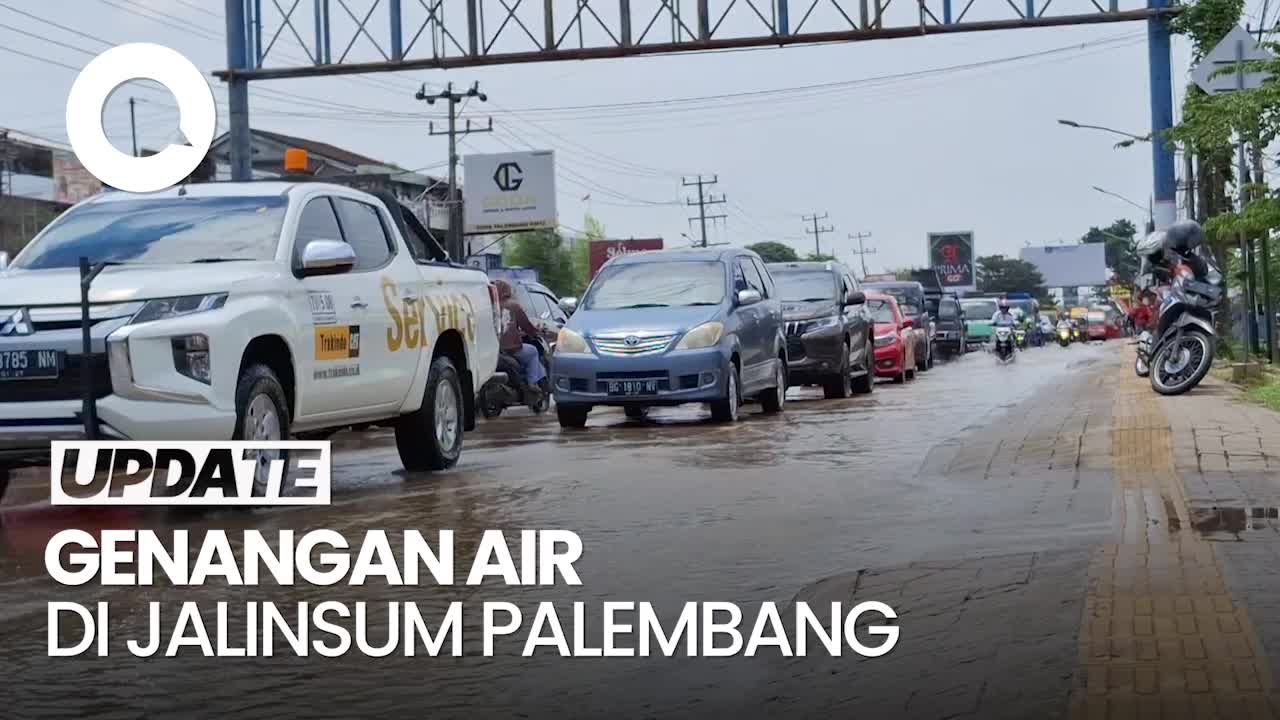 Video: Genangan Air di Jalinsum Palembang Bikin Macet