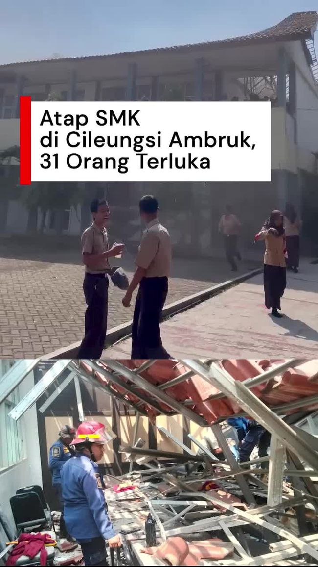 Video Kepanikan Siswa Usai Atap SMK di Cileungsi Ambruk